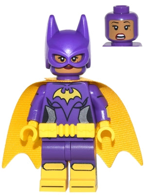 DIM044 Batgirl - Minifigure, Dark Purple Suit, Yellow Cape, Smirk / Su ...