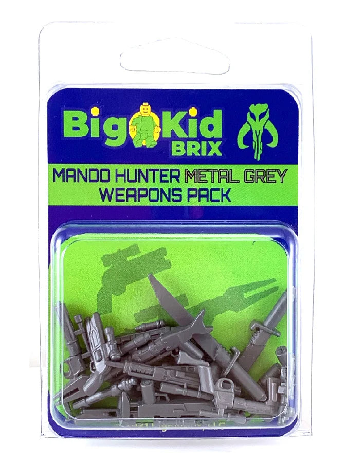 Big Kid Brix Mando Hunter Weapons Pack Grey – Bricks and Minifigs Ontario